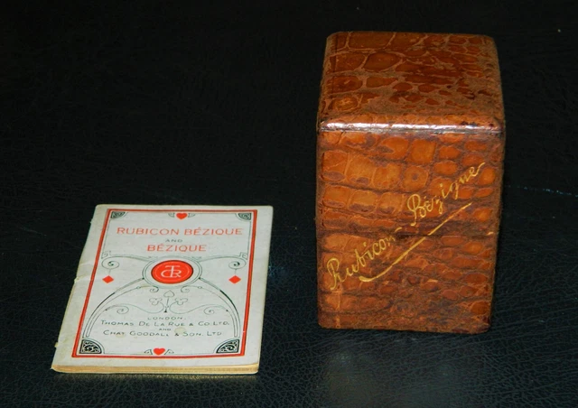 ANTIQUE DE LA Rue Bezique Game In Leather Case With Rule Book £34.99 ...