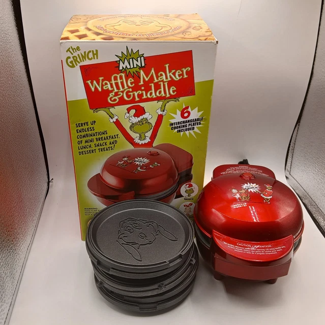 DR SUESS THE Grinch Mini Waffle Maker & Griddle w 6 Plates 2022 $34.95 ...
