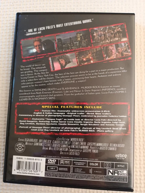 MURDER ROCK 2-DISC dvd, Shriek Show Region 1 (NTSC), Lucio Fulci ...