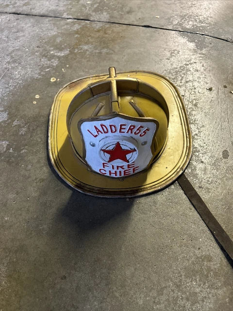 VINTAGE! LADDER 55 Metal Fire Chief Fire Fighter Helmet - Great for ...
