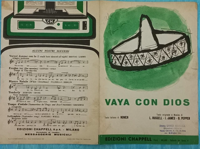 SPARTITO MUSICALE VAYA CON DIOS RUSSEL PEPPER NOMEN 1953 edizione ...