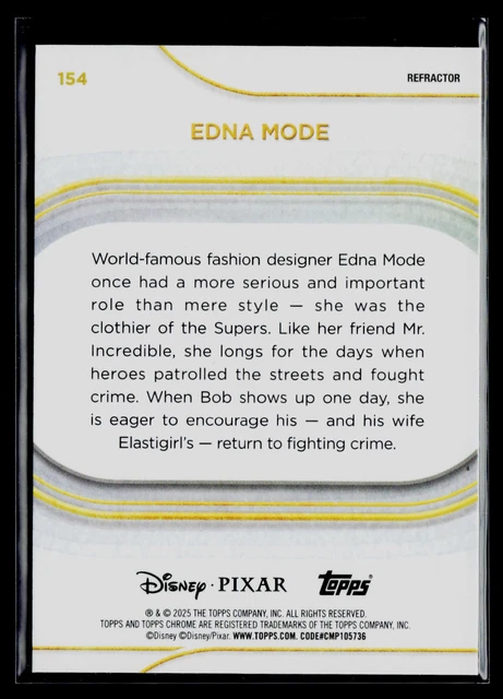 2025 TOPPS CHROME Disney #154 Edna Mode Refractor £1.36 - PicClick UK