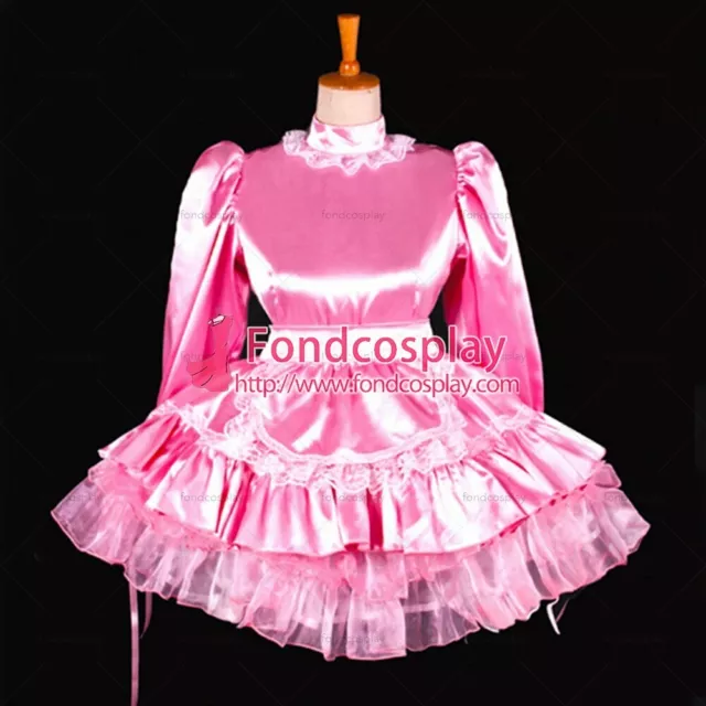 French Sissy Maid Lockable Pink Satin Dress Clothing Custom Made £54 00