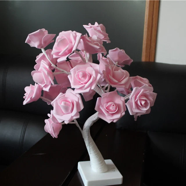 ARTIFICIAL ROSES TREE with Light Table Bedside Night Lights £12.78 ...