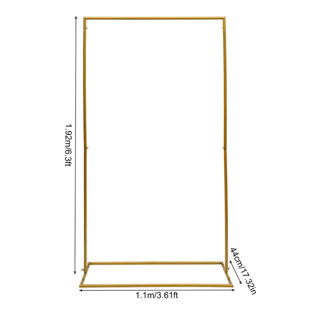 GOLD SQUARE ARCH Metal Wedding Arch Backdrop Stand with Bases for ...