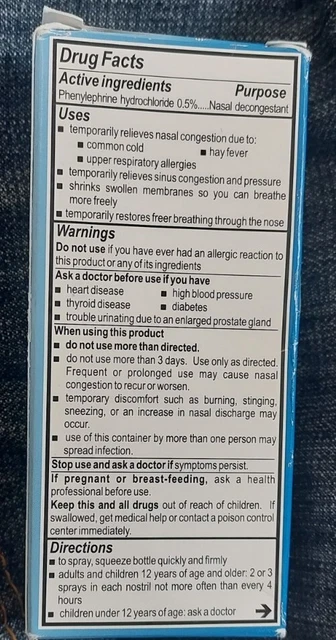 NEO-SYNEPHRINE COLD+ALLERGY NON-DROWSY Nasal Spray .5oz Regular ...