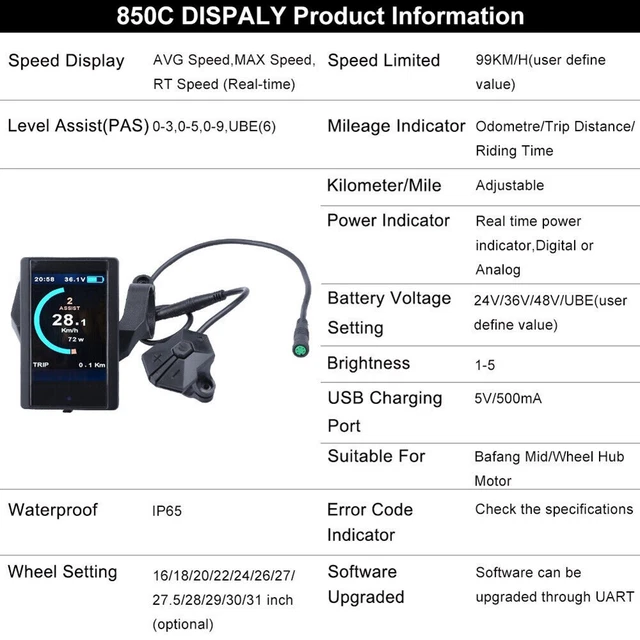 USB PORT DISPLAY for BAFANG MidDrive Motor with 3 2inch Colorful Screen ...