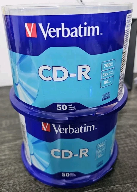 VERBATIM RECORDABLE Discs CD-R 700MB 80 Min 52X, 2 (50 Pack) $24.99 ...