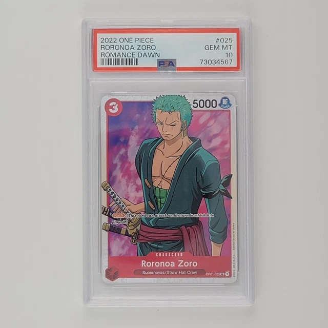 RORONOA ZORO | 2022 One Piece | OP01-025 | PSA 10 Gem Mint | English ...