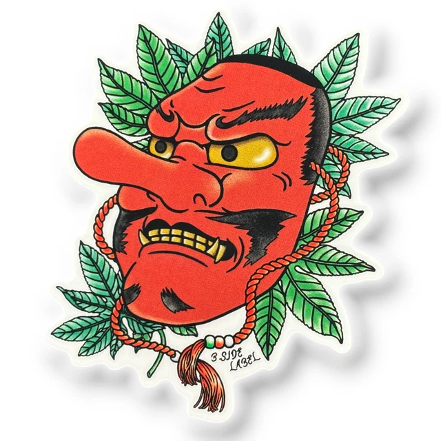 TENGU MASK RED Face Long Nose B-Side Label Sticker Japan £12.29 ...