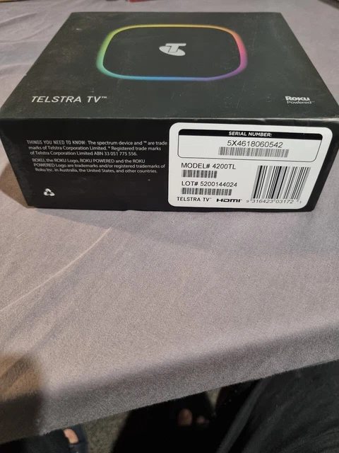 TELSTRA TV POWERED by Roku BlacK. NEW Still In Box. Complete. #4200TL ...