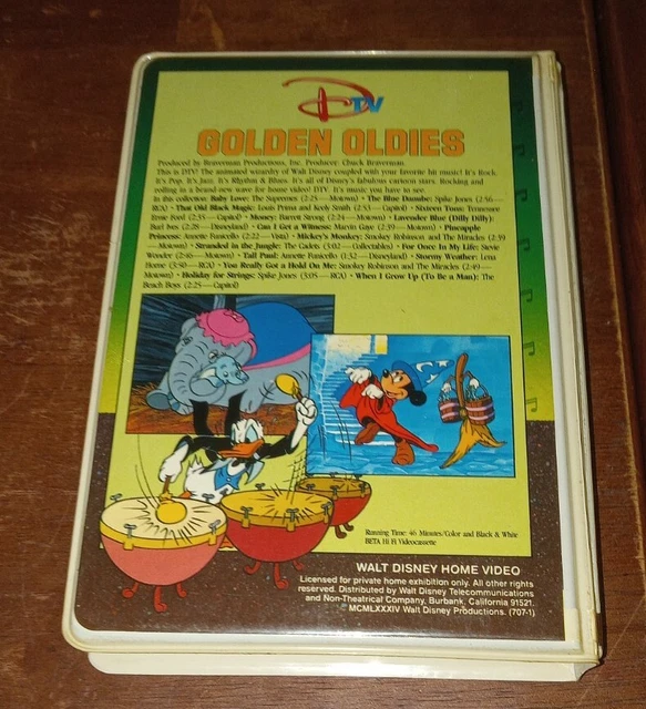 WALT DISNEY GOLDEN Oldies BetaMax (BETA, 1984) Clamshell Tape Black ...