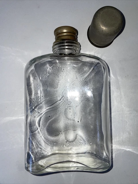 ANTIQUE CF RUMPP & Sons Liquor Whiskey Glass Bottle Railroad Hip Flask ...