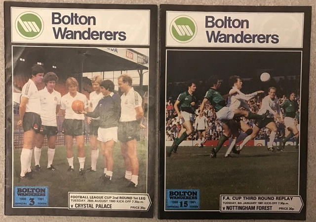 BOLTON WANDERERS PROGRAMMES x 2 from Season 1980/81 £1.50 - PicClick UK