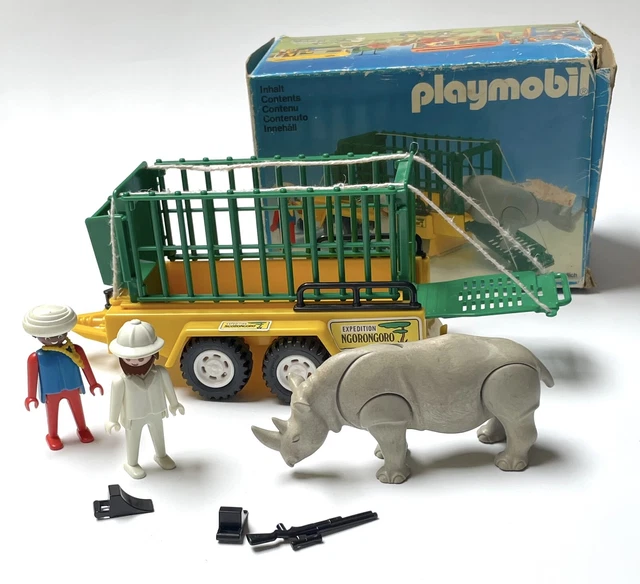 PLAYMOBIL 3529 TRANSPORT rhinocéros Safari 1980 boîte vintage complet ...