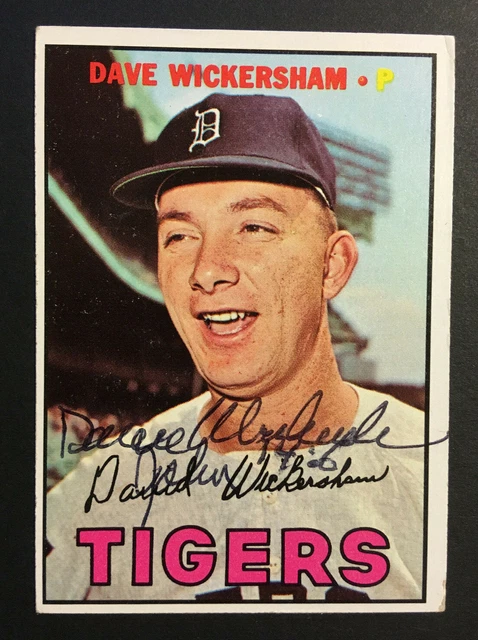 CARTE DE BASEBALL Dave Wickersham Tigers signée 1967 Topps #112 INS ...