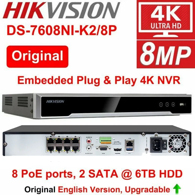 HIKVISION NVR DS-7608NI-K2/8P 4K 8MP POE 8CH IP CCTV Network Video Recorder 08 EUR 143,92 ...