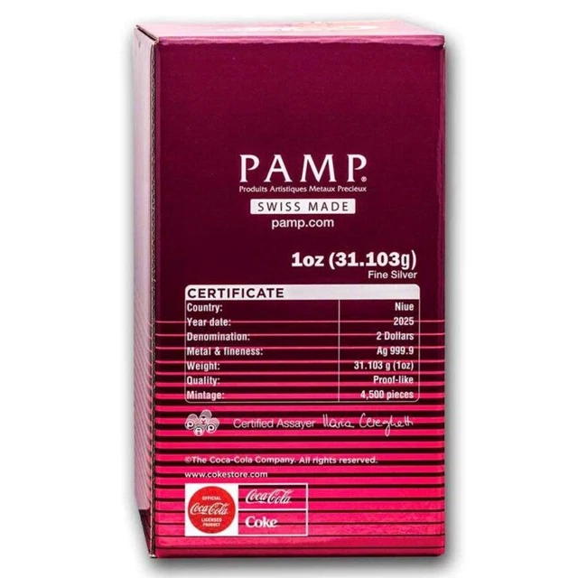 COCA-COLA CHERRY COKE 2025 $2 1 oz Silver Shaped Coin – Niue – PAMP ...