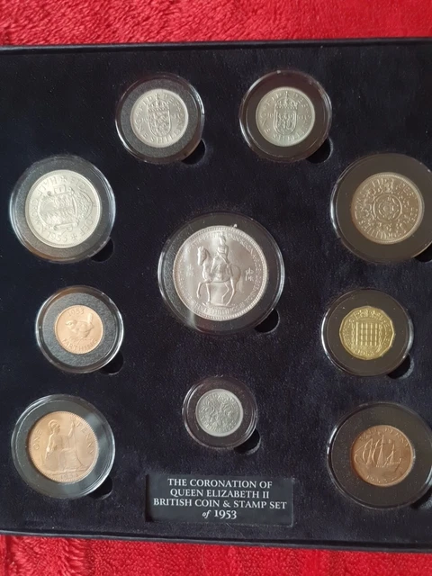 THE CORONATION OF The Queen Elizabeth 11 British Coins And Stamp Set Of ...