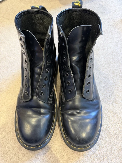 DR. MARTENS 1460 Black Leather Lace-Up Ankle Combat Boots UK 7 ...