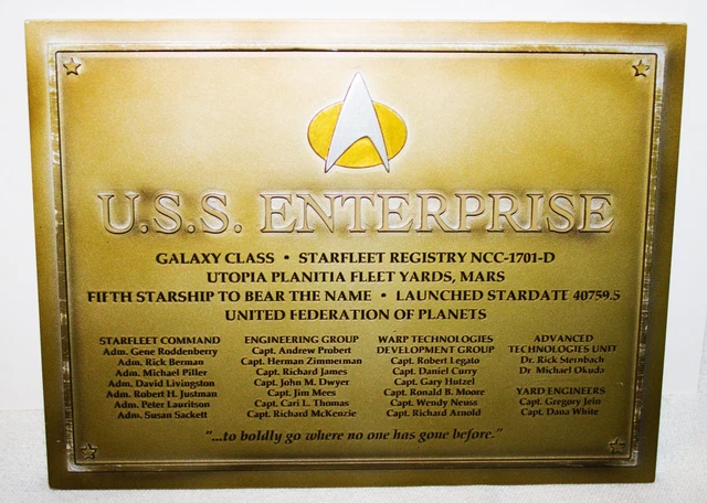 STAR TREK TNG U.S.S. Enterprise NCC-1701-D Dedication Plaque Eaglemoss ...