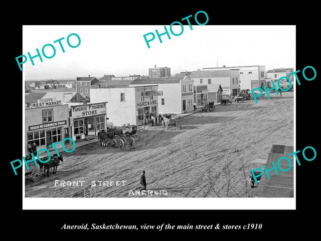 OLD 8X6 HISTORIC PHOTO OF ANEROID SASKATCHEWAN THE MAIN STREET & STORES ...