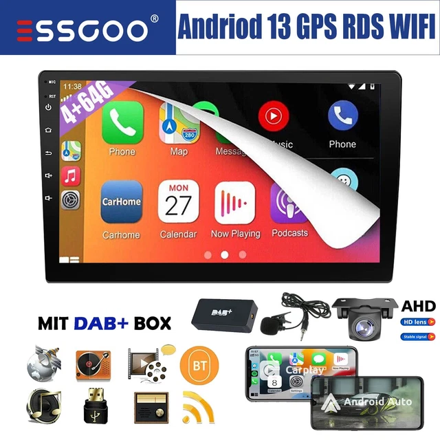2 DIN DAB+ Autoradio Android 13 4+64G Carplay GPS Nav RDS Bluetooth WIFI MIK Kam EUR 156,99 ...