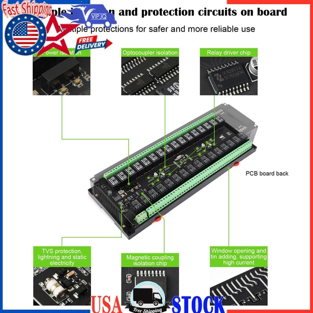 MODBUS RTU 32-CHANNEL RS485 Interface Relay Module Isolation Protection ...