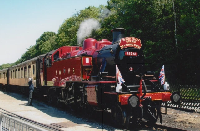 STEAM TRAIN PHOTO Lms Railway Picture 41241 In Red 2Mt Tank Photograph ...