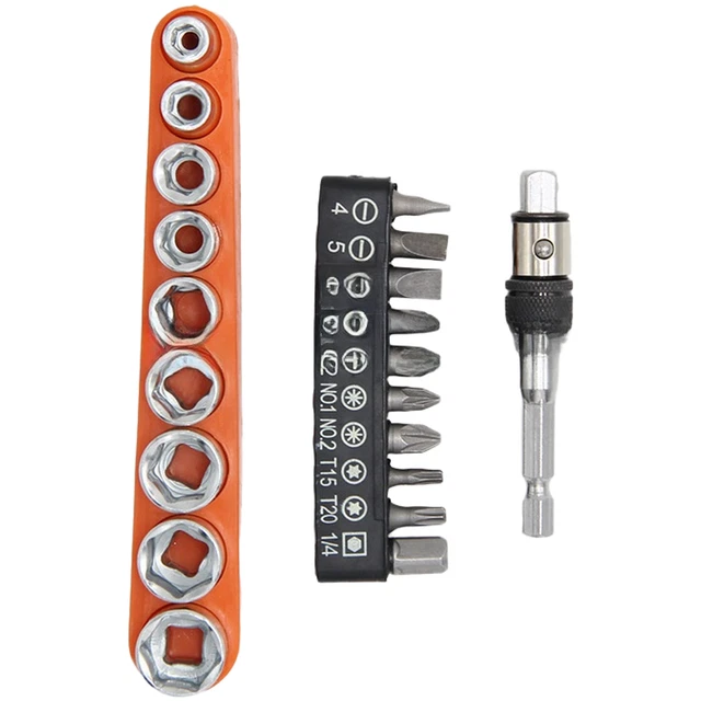 9 PIECE QUICK Lock Bit Holder Extension Bar Manual Socket Set for Hand ...