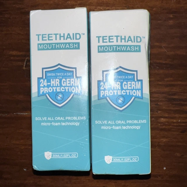 2 PK TEETHAID Mouthwash Mint Teeth Whitening Foam Mousse Stain Remove ...