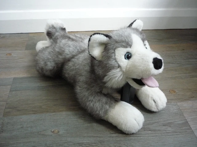 VINTAGE DOWMAN LAPLAND UK JOKI Laying Husky Puppy Dog Soft Plush Toy 20 ...