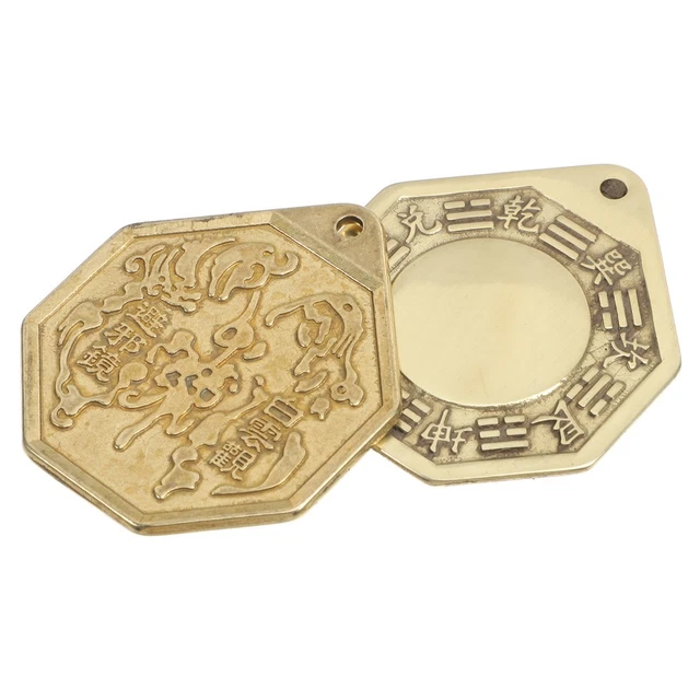 TRADITIONAL CHINESE COPPER Eight Diagrams Mirror 2 Pcs Desktop Ornament ...