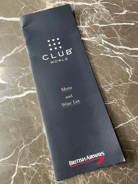 BRITISH AIRWAYS LANDOR club world menu £7.95 - PicClick UK
