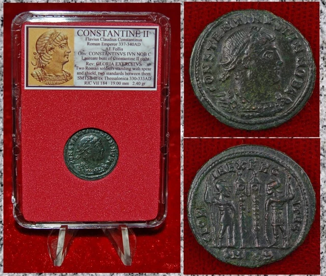 ANCIENT ROMAN EMPIRE Coin CONSTANTINE II Two Roman Soldiers ...