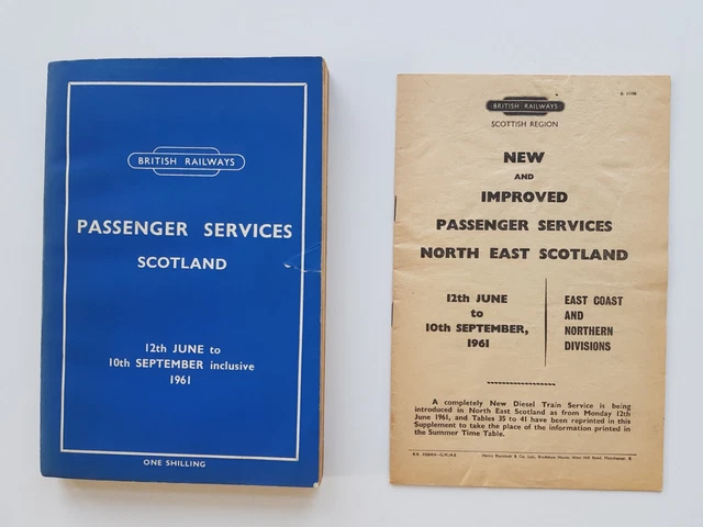 BRITISH RAILWAYS SCOTLAND Region Passenger Timetable June 1961 inc Map ...