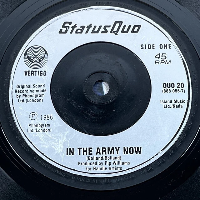 STATUS QUO - In The Army Now (1986) disque vinyle 7" QUO 20 EUR 5,79 ...