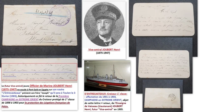 AUTOGRAPHE AMIRAL JOUBERT (1875-1947) lettre 1903 écrite /navire ...