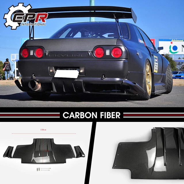 FOR NISSAN R32 GTR TS2-Style Carbon Fiber Rear Diffuser W/ Metal ...