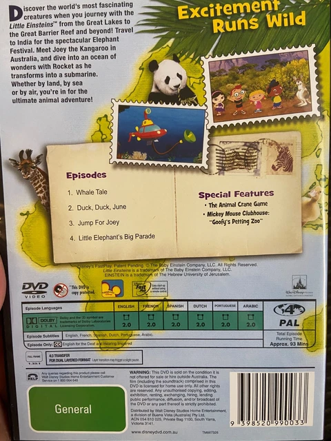 LITTLE EINSTEINS - Animal Expedition region 4 DVD (animated Disney kids ...
