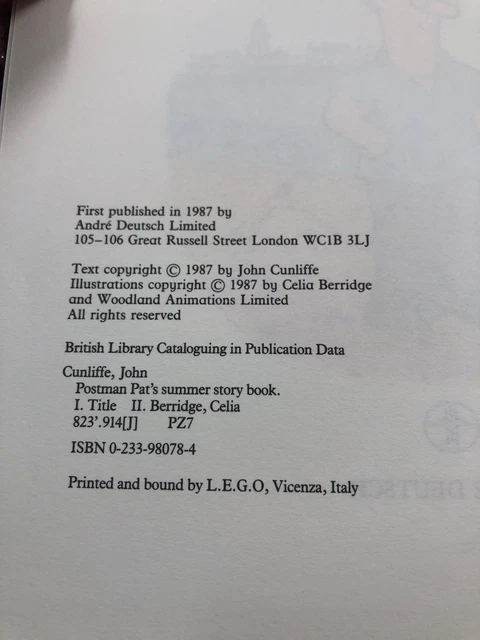 POSTMAN PAT'S SUMMER Storybook by John Cunliffe Illustrated T2080 HY54 ...