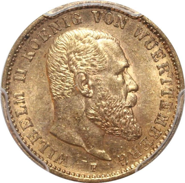 AA976 GERMANY WÜRTTEMBERG 20 Mark Wilhelm II 1897 F Stuttgart Or Gold ...