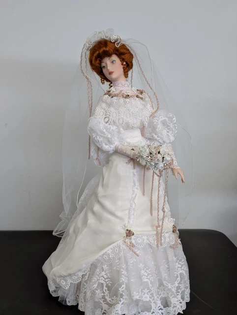 FRANKLIN MINT HEIRLOOM Dolls Gibson Girl Bride Doll Porcelain 125th ...