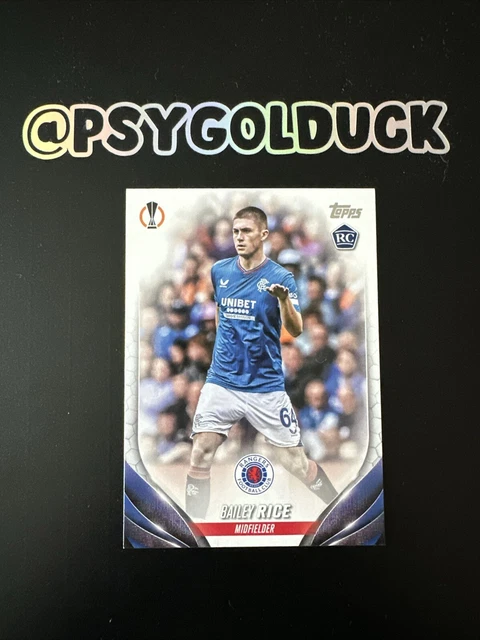TOPPS UEFA CLUB Competitions flagship 2023 2024 Bailey Rice Rangers RC ...