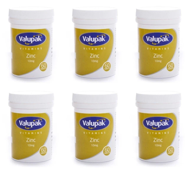 6 X VALUPAK Zinc 10mg Tablets (60 pack) **only £3.99/unit** £23.95 ...