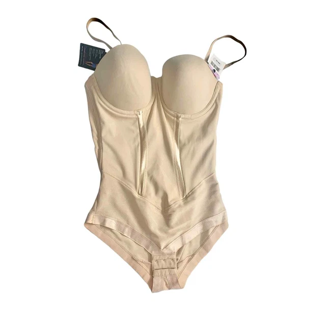 MAIDENFORM ALL OVER Solution Body Shaper Built-In Convertible Bra Tan ...