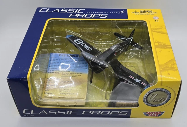 NEW CLASSIC PROPS MOTOR MAX 1/100 DIE CAST F4U CORSAIR AIRPLANE Model ...