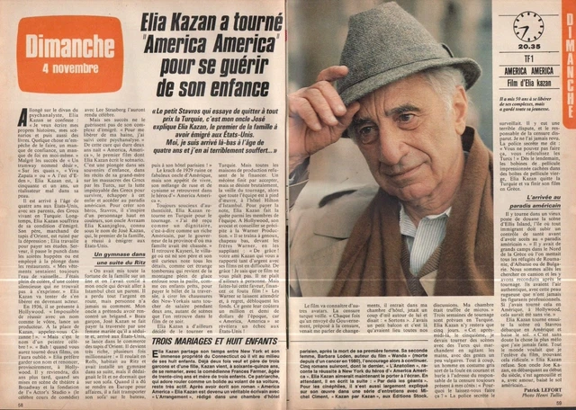COUPURE DE PRESSE Clipping 1984 Elia Kazan (2 pages) EUR 5,00 - PicClick FR