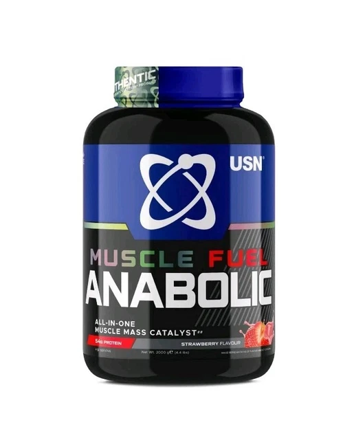 USN MUSCLE FUEL Anabolic All-In-One Muscle Mass Shake Powder Strawberry ...
