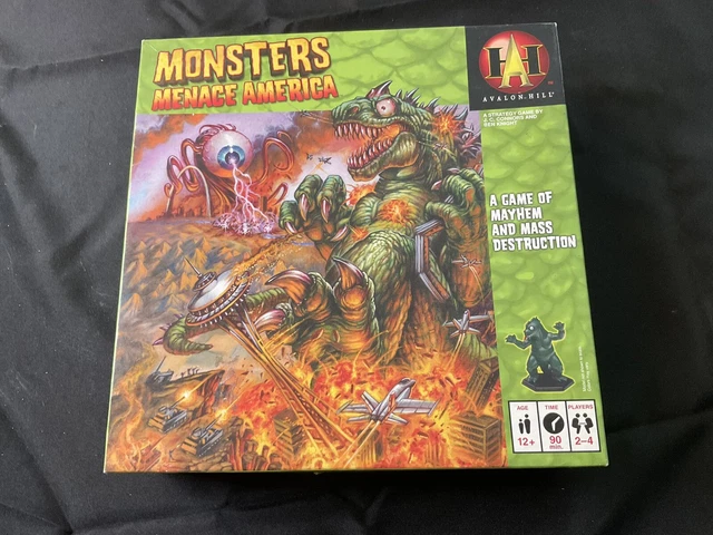 MONSTERS MENACE AMERICA Complete Godzilla Kaiju Type Board Game Avalon ...